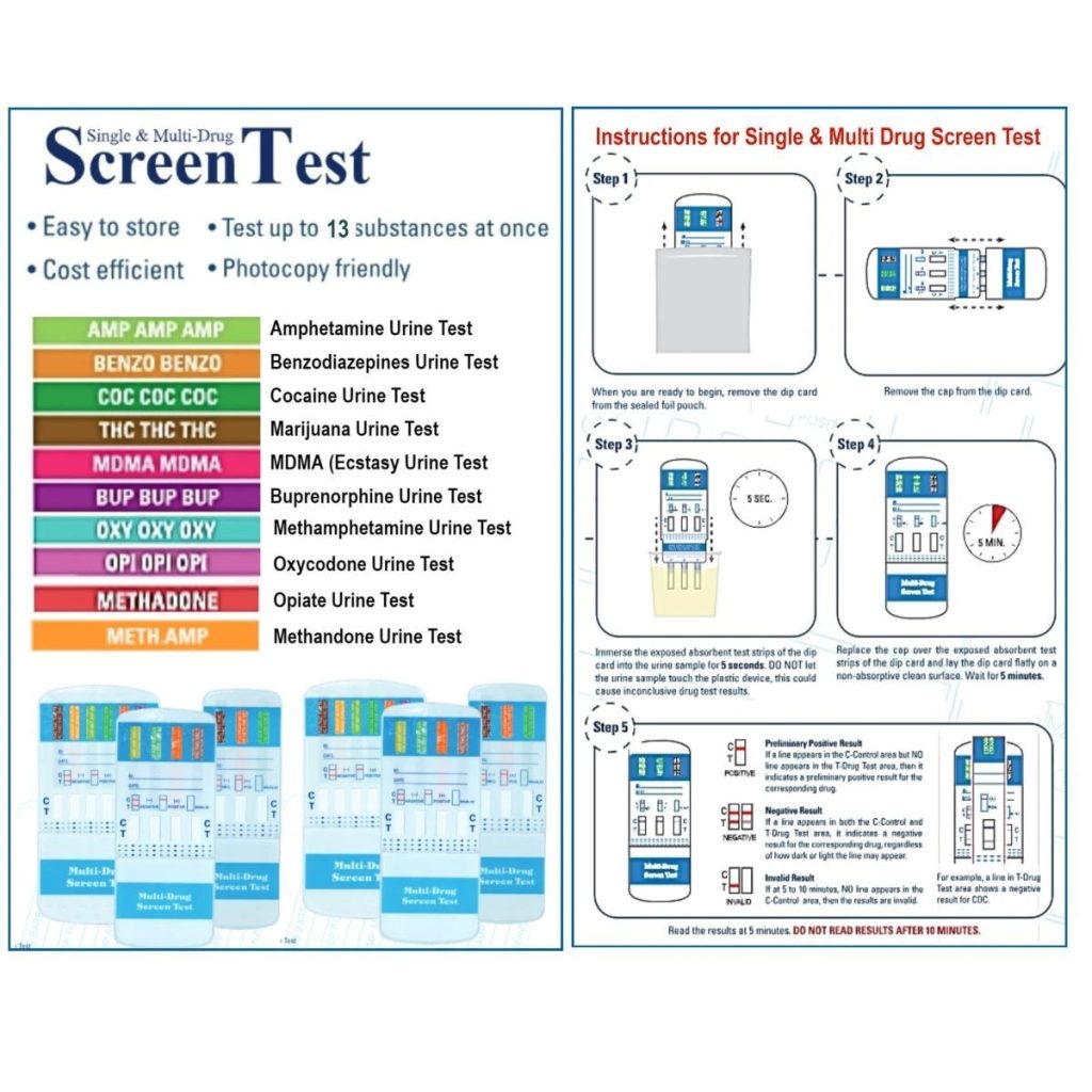 CLIA Waived 13 Panel Urine Test Dip Card With FEN/1ng - Macujo